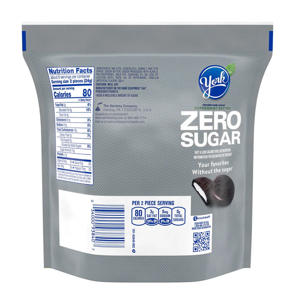 York 5.1 Oz Zero Sugar Chocolate Peppermint Patties Candy, Bag 5.1 Oz ...