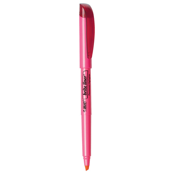 BIC Brite Liner Pink Highlighters, Chisel Tip, 12-Count Pack - FamGuards